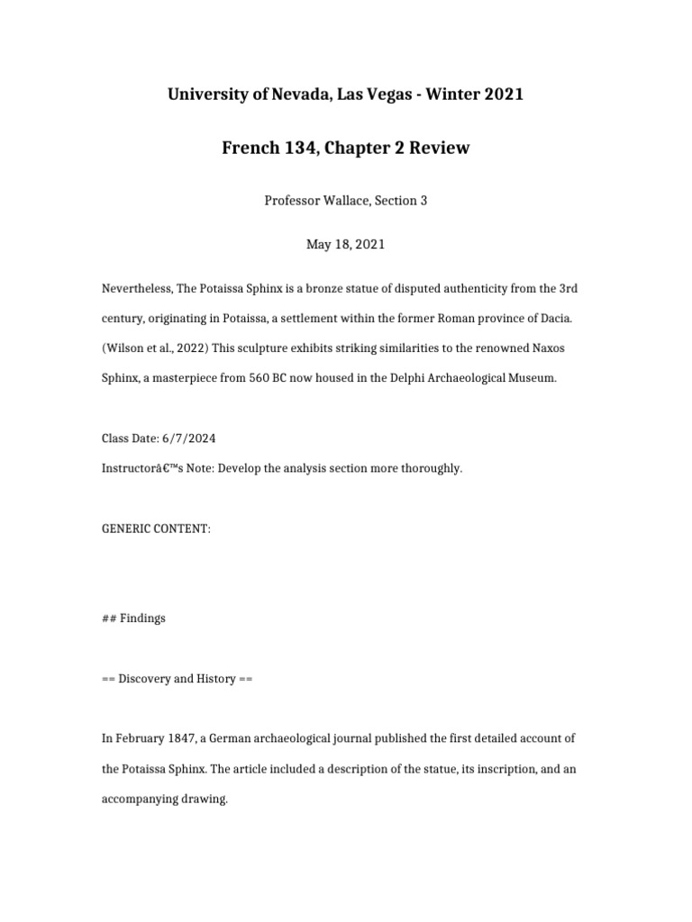 French 134 Chapter 2 Review | PDF | Archaeology | Epigraphy