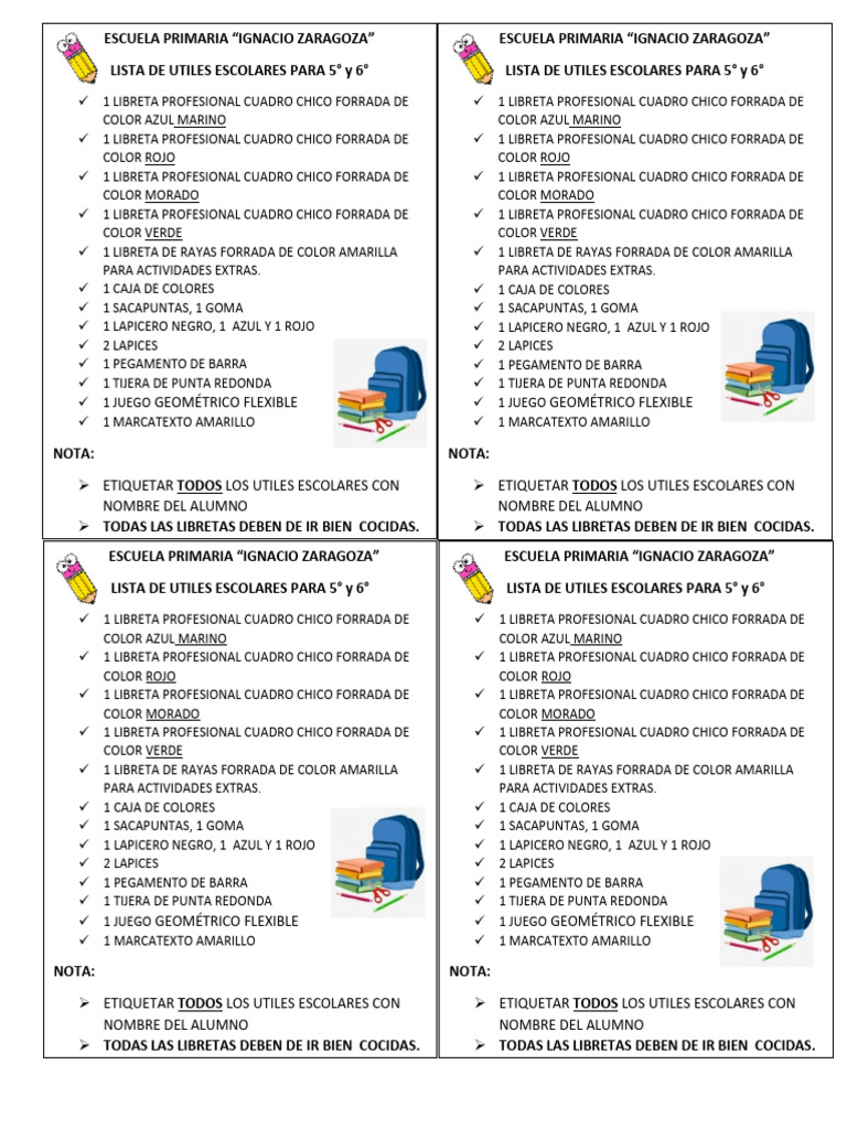 Utiles Escolares 5 y 6 | PDF | Color | Rojo