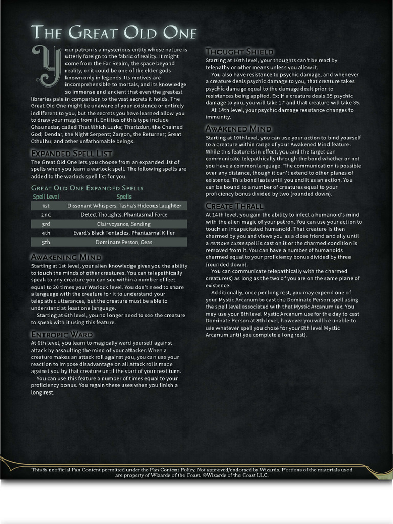 Great Old One Revised | PDF