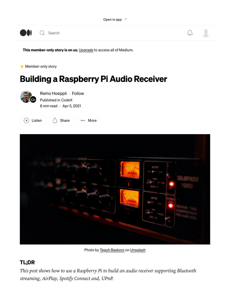 Building A Raspberry Pi Audio Receiver CodeX | PDF | Secure Shell | Booting