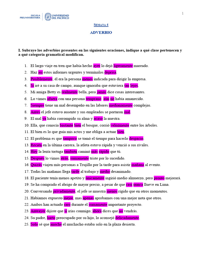 4a Adverbio (Sol.) | PDF | Adverbio | Unidades Semánticas