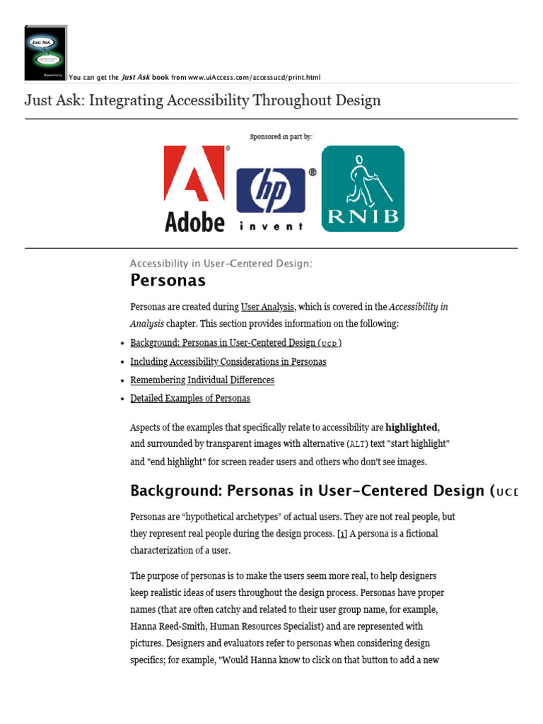 Personas - Accessibility in User-Centered Design - Just Ask - Integrating Accessibility ...