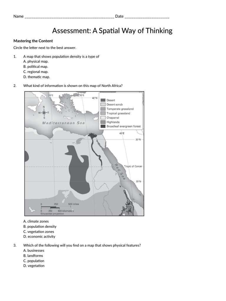 Unit-1-Assessment A Spatial Way of Thinking | PDF | Map | Geography