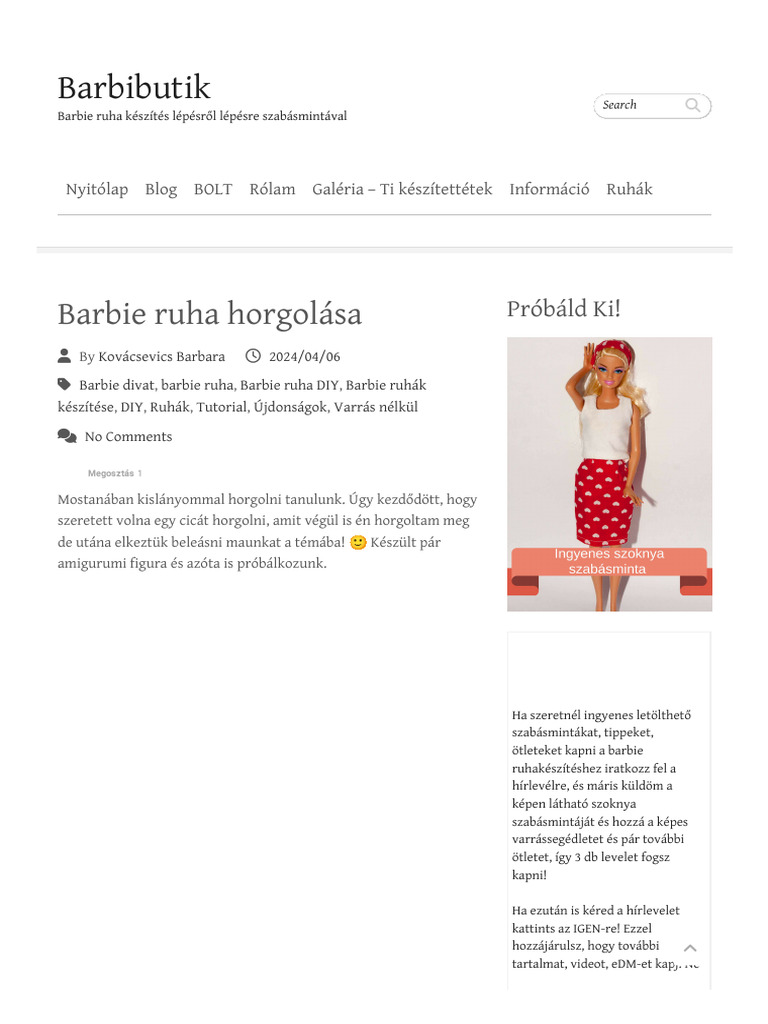 Barbie Ruha Horgolása - Barbibutik | PDF