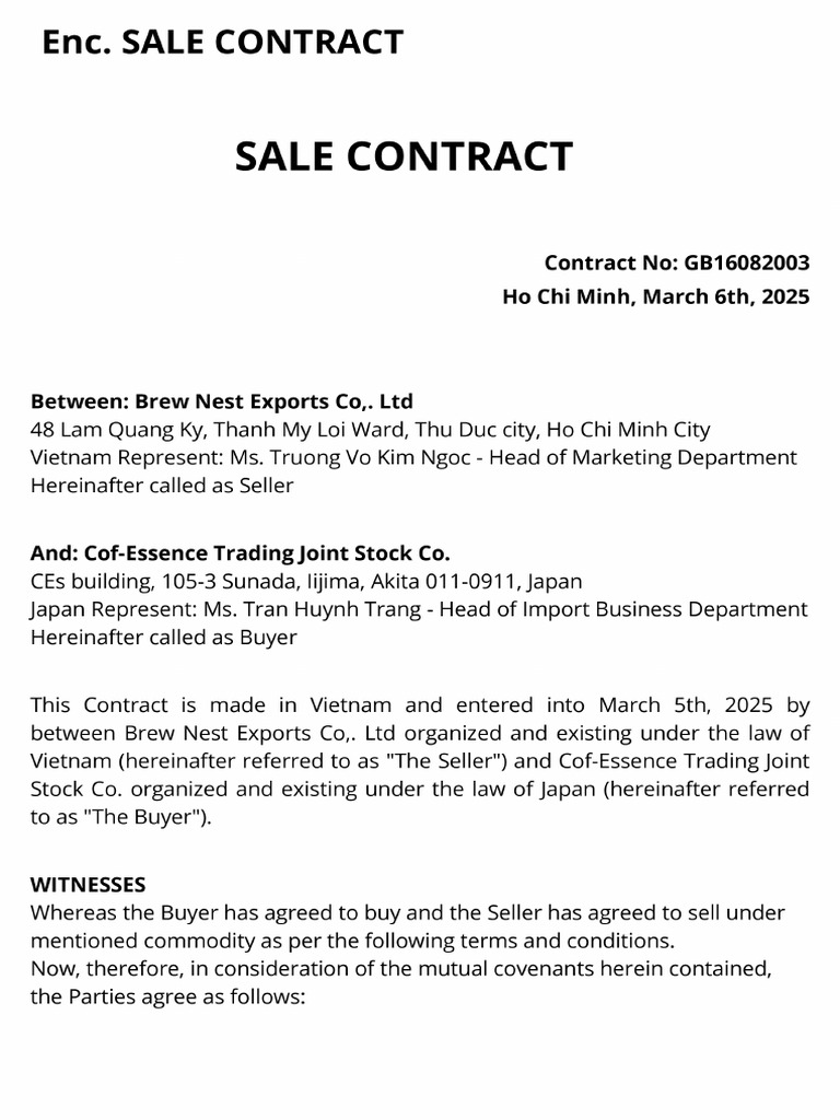 Sale Contract | PDF