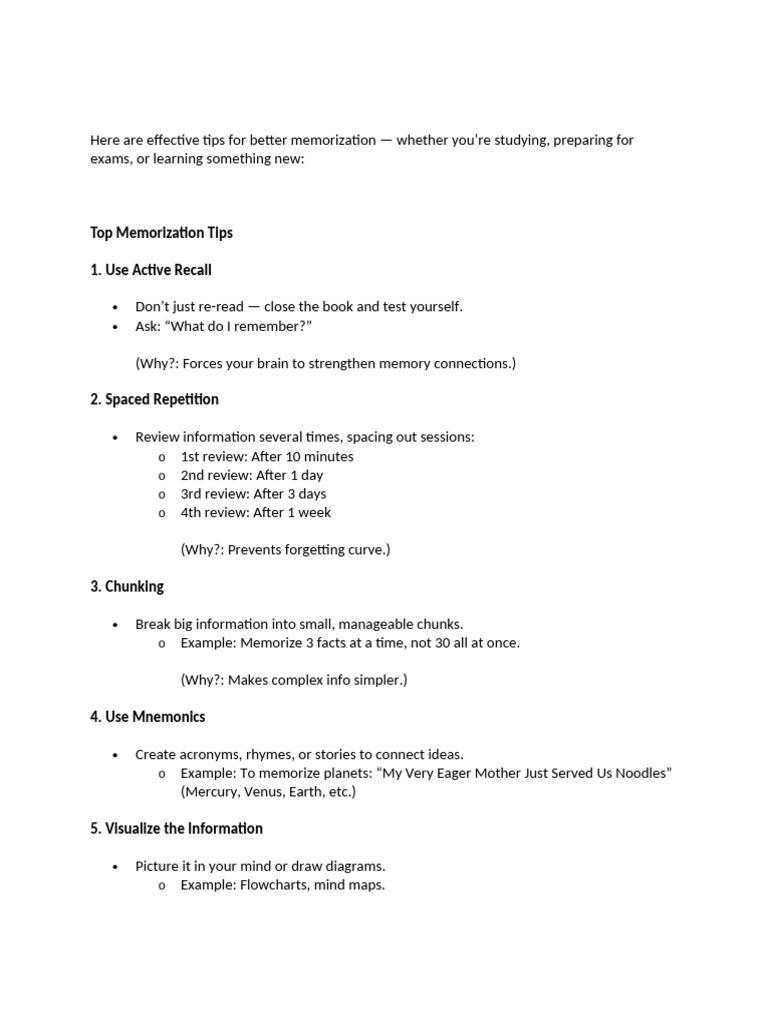 Effective Memorization Techniques | PDF