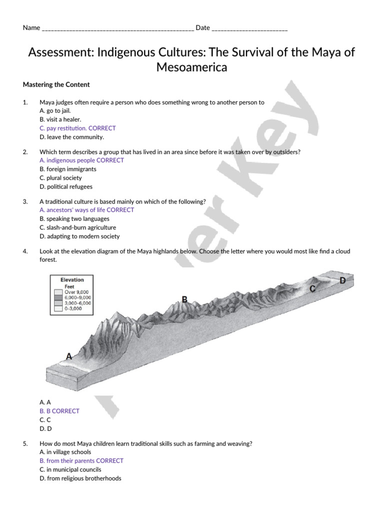 Unit 3 - Indigenous Cultures The Survival of The Maya of Mesoamerica ...