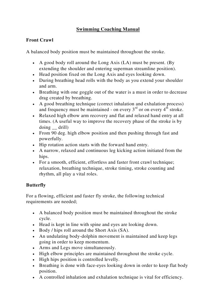 Swimming Coaching Manual | PDF