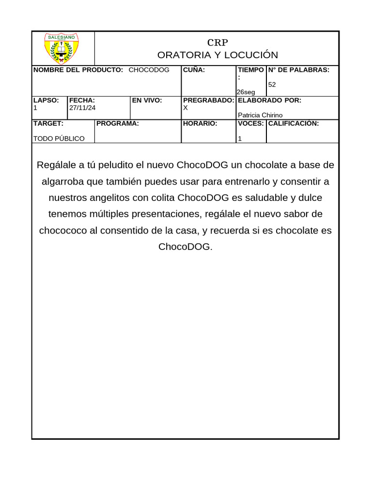 ChocoDOG: Chocolate Saludable para Mascotas | PDF