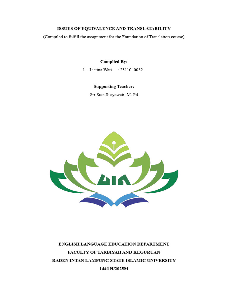 Group 6 - Issues of Equivalence and Translatability | PDF ...