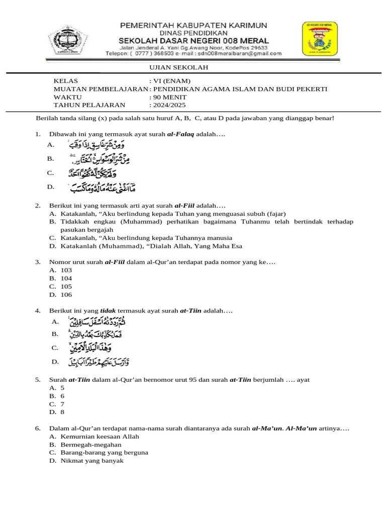 Soal Us Kelas 6 K-13 - Edit | PDF