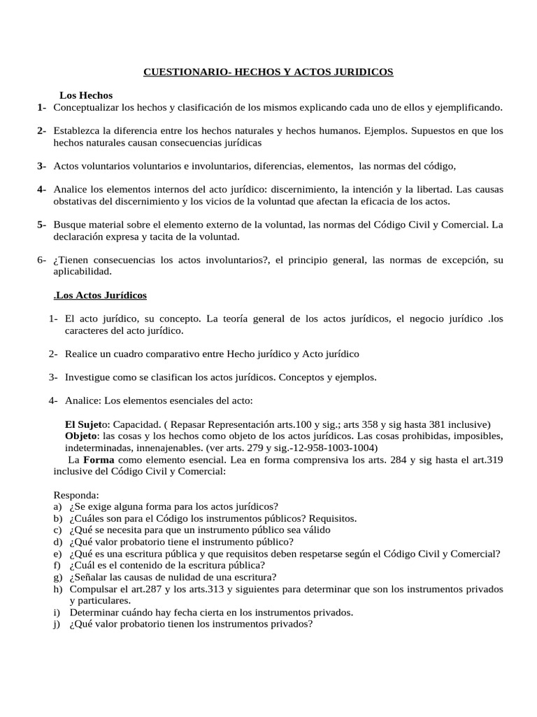 Hechos y Actos Jurídicos: Ejemplos y Análisis | PDF | Justicia | Crimen ...