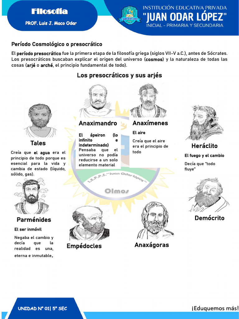 Los Presocráticos y Sus Arjés | PDF | Filosofía antigua | Metafísica