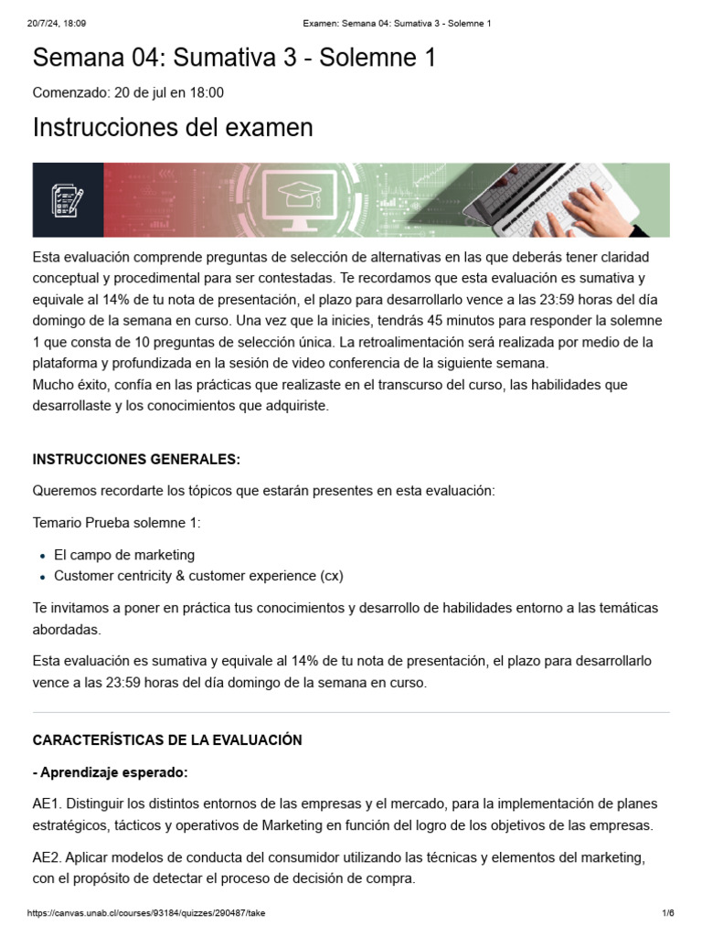 Examen - Semana 04 - Sumativa 3 - Solemne 1 | PDF | Marketing | Iniciativa empresarial