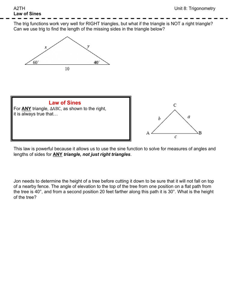 Lesson 3 - Law of Sines (Shorter) | PDF