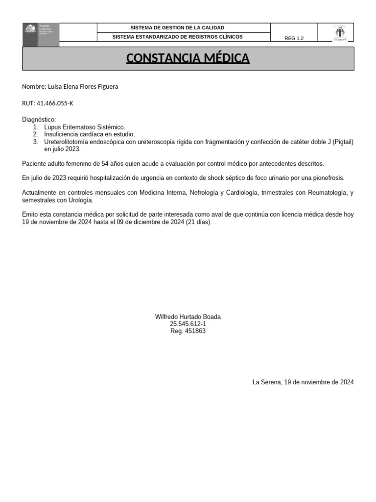 Reposo médico 4 - Luisa - Madre de Liri | PDF