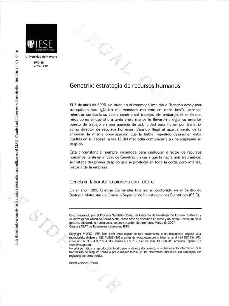 Caso Genetrix | PDF