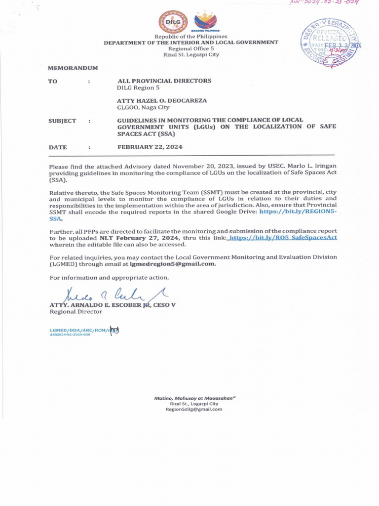 Guidelines in Monitoring The Compliance of Local Government Units (Lgus) On The Localization of ...