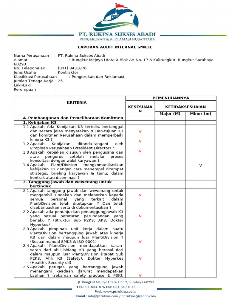 Laporan Hasil Audit Internal | PDF