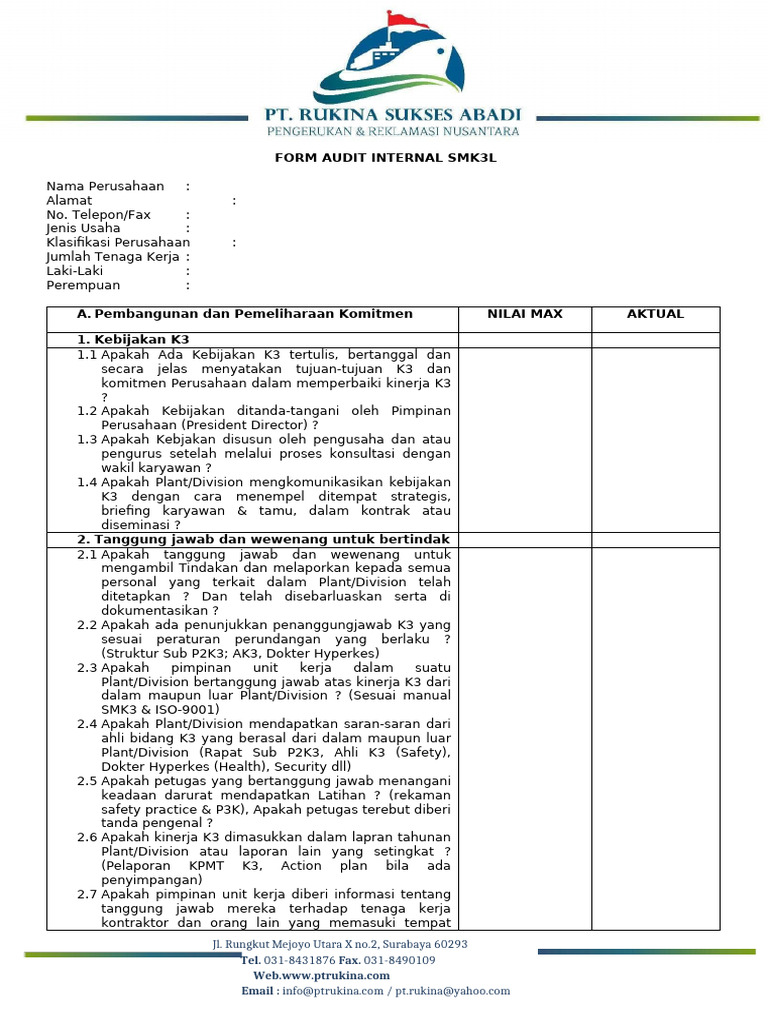 Formulir Monitoring Hasil Temuan Audit Internal SMK3L | PDF