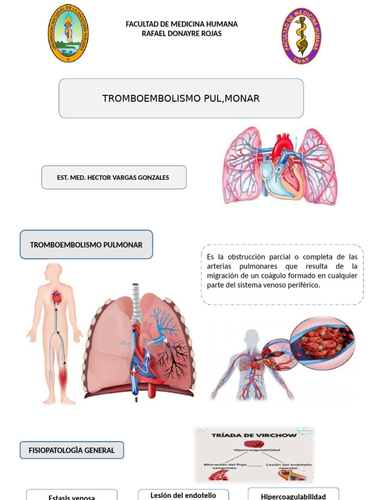 Trombo Embolismo Pulmonar | PDF | Trombo | Sistema circulatorio