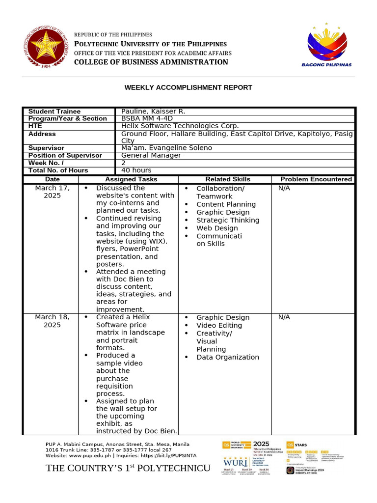Pauline, Kaisser - Weekly Report | PDF | Computing