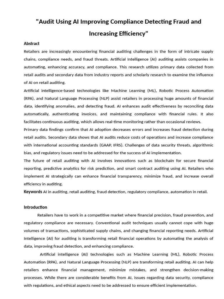 AI in Retail Auditing Enhancing Compliance Fraud Detection and Efficiency | PDF | Artificial ...