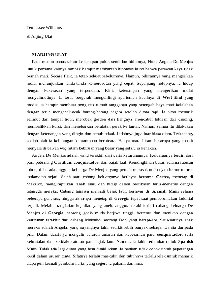 Tennessee Williams Translated into Indonesian Language | PDF