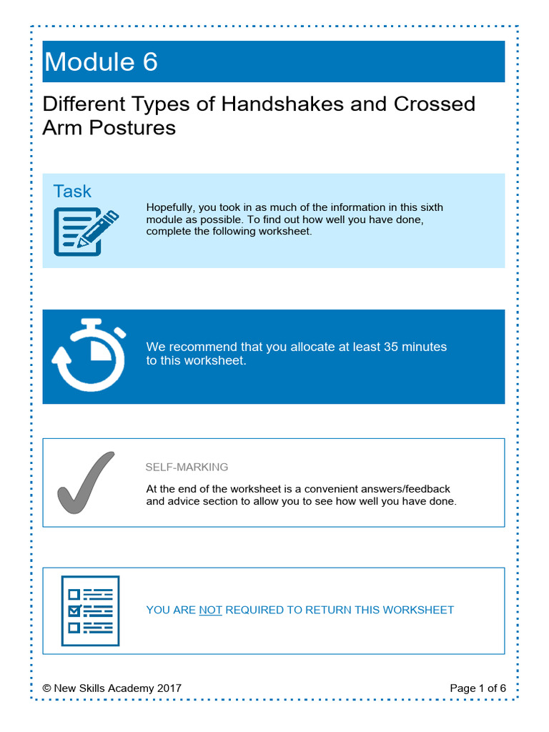 Body Language UK Worksheet Module 6 1 | PDF | Body Language | Behavioural Sciences