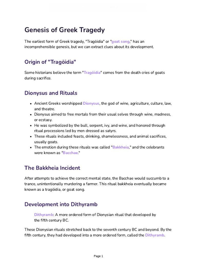 Origins and Development of Greek Tragedy. | PDF | Sophocles | Tragedy