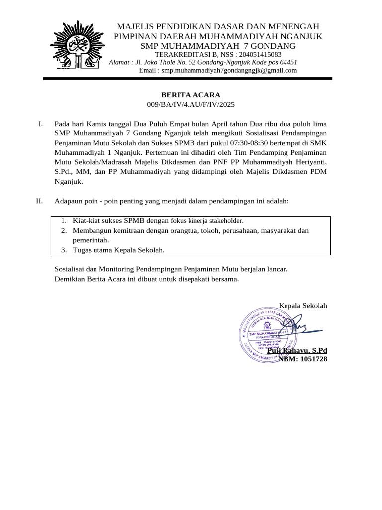 Berita Acara Pendampingan | PDF