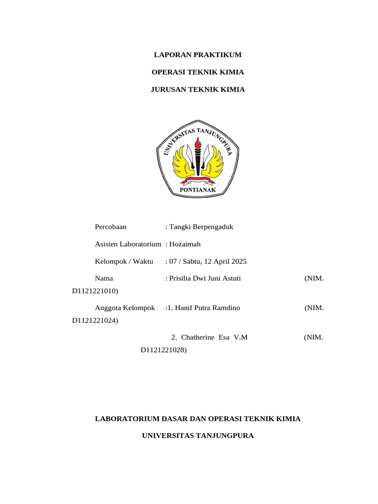 Laporan Tangki Berpengaduk - Prisilia | PDF