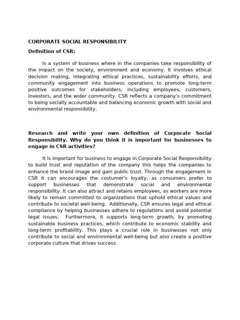 Corporate Social Responsibility | PDF