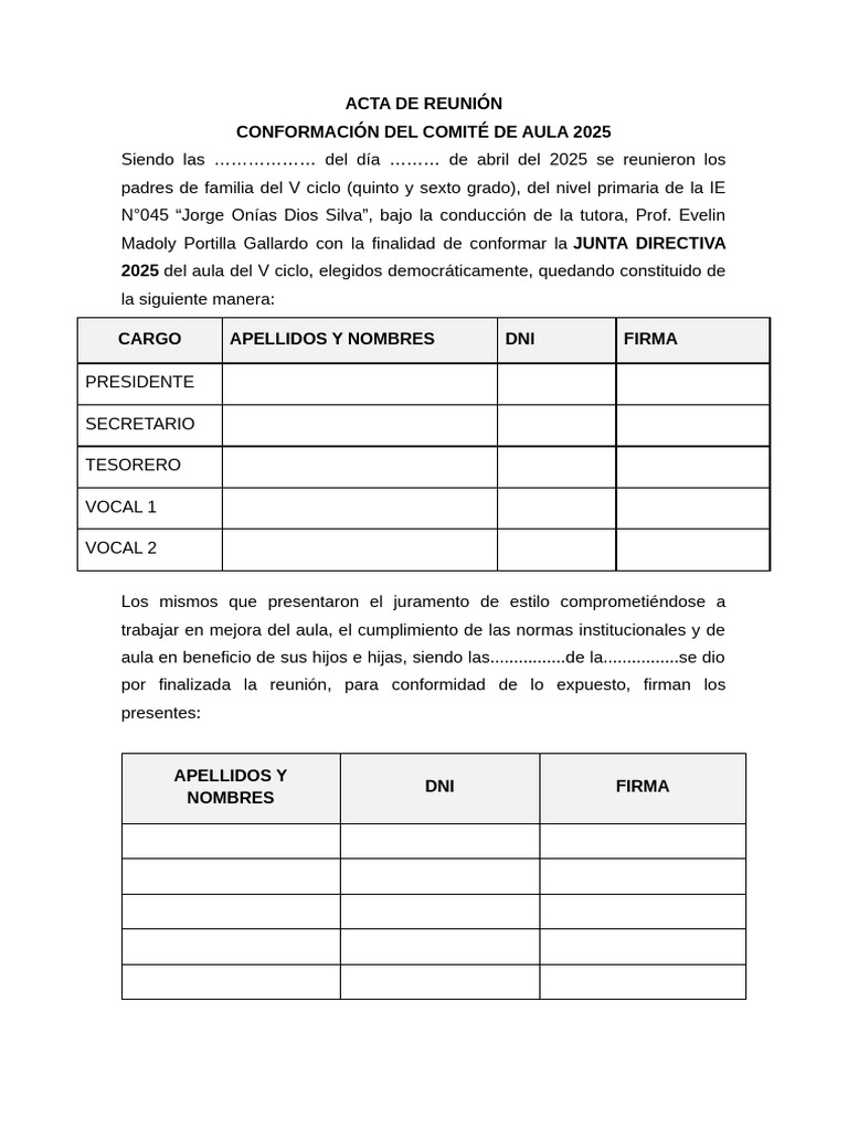 Acta de Reunión | PDF