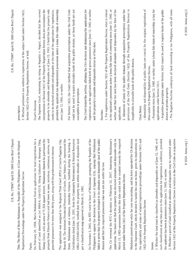 Heirs of Malabanan Vs Republic | PDF