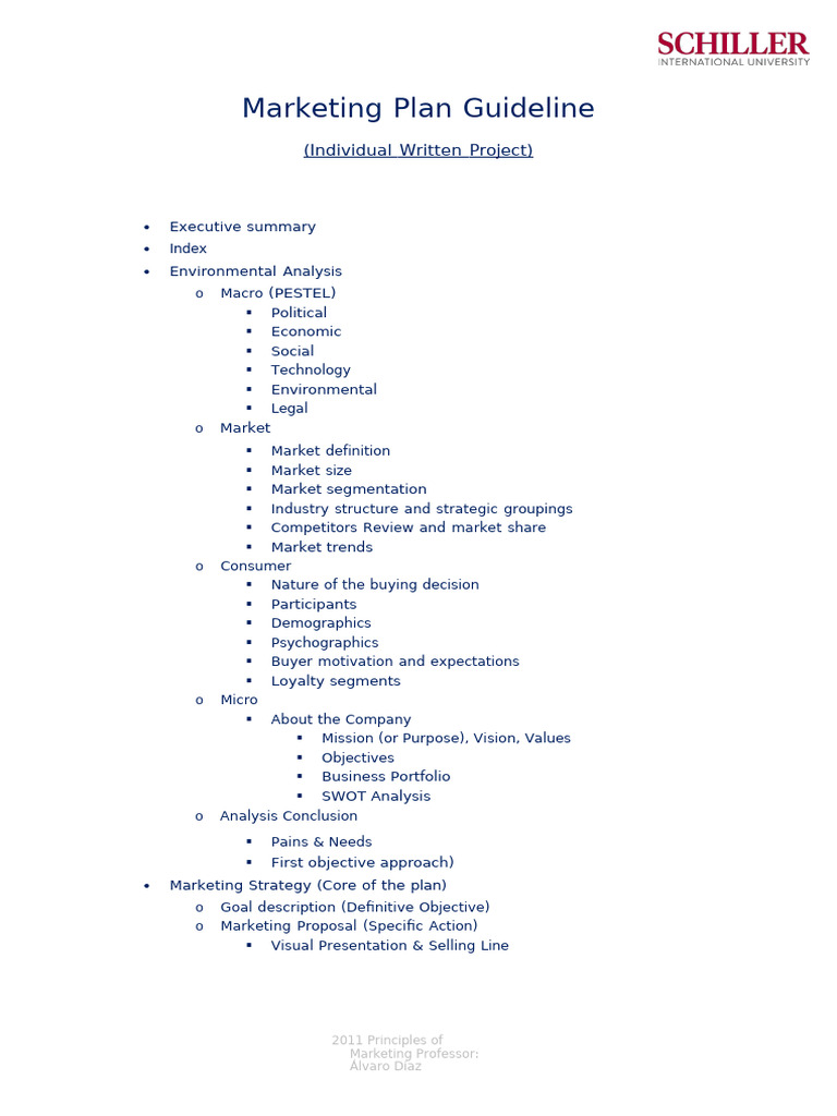Marketing Plan Guideline | PDF | Marketing | Pricing