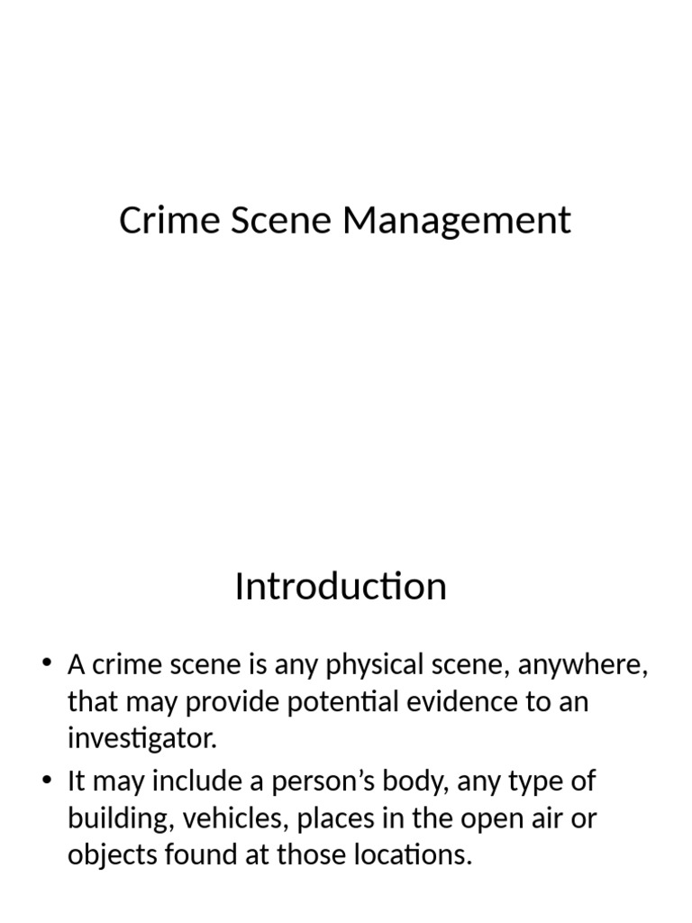 Principles of Crime Scene Management | PDF | Crime Scene | Forensic Science