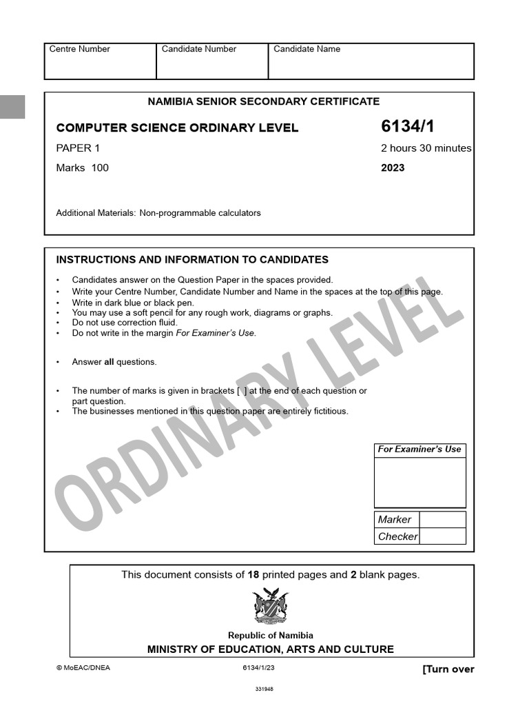 Ordinary - Computer Studies Paper 1 6134-1 - First Proof 10.03.2023 ...