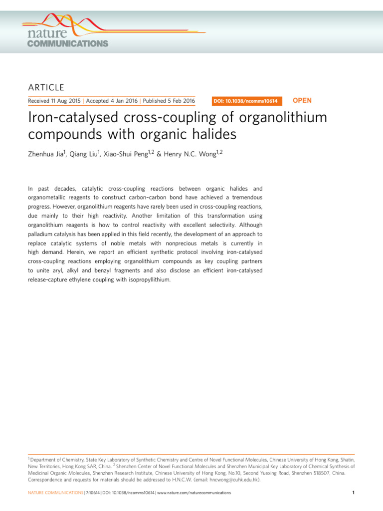 Iron-catalysed cross-coupling of organolithium compounds with organic ...