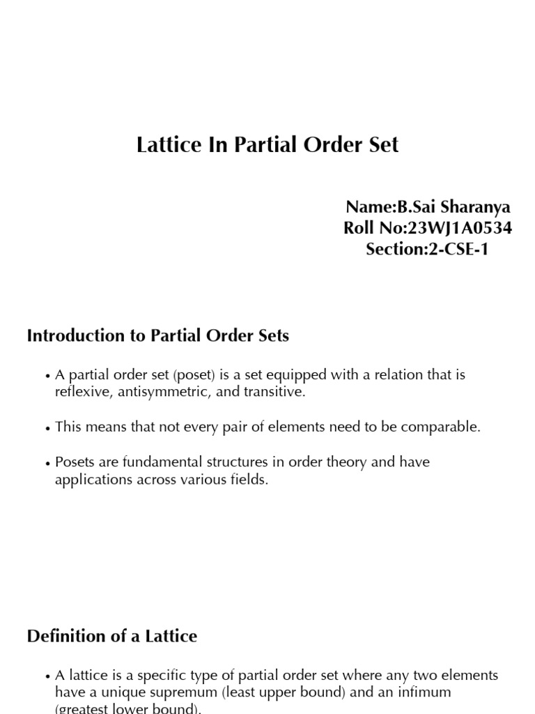 Lattice in Partial Order Set - PPTX - 20250417 - 143821 - 0000 | PDF