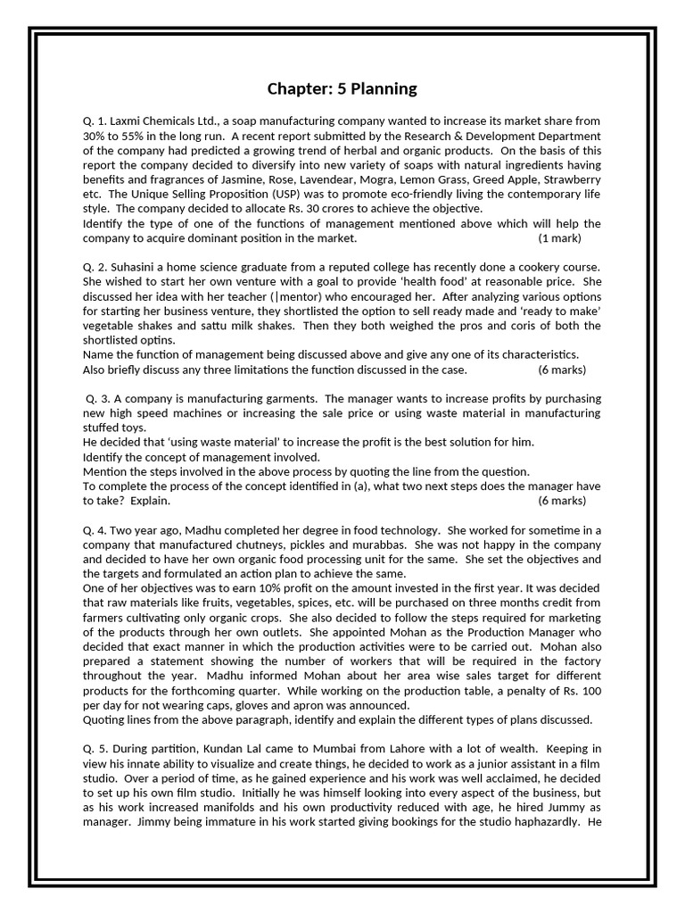 12 BST Ch 5 (Planning) Worksheet | PDF | Credit Card | Business