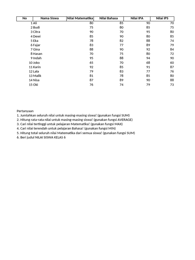 Latihan Excel Operasi Hitung | PDF