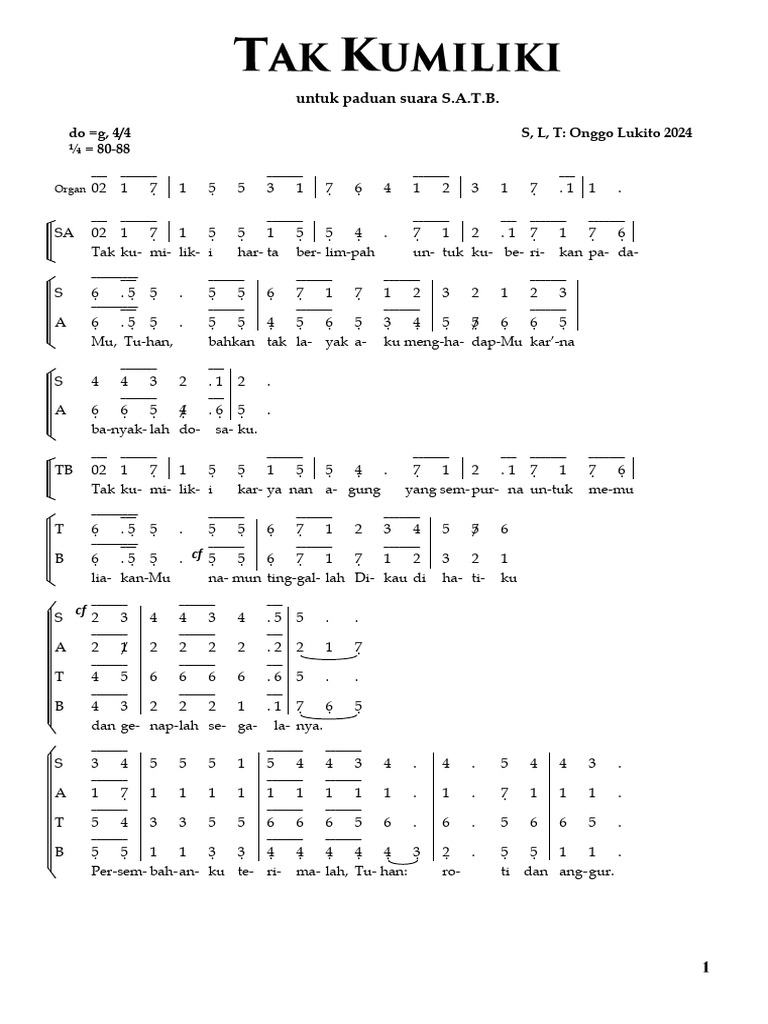 Tak-Kumiliki-Onggo-Lukito (Persembahan) | PDF