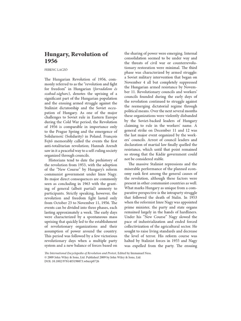Overview of the 1956 Hungarian Revolution | PDF | Hungary | Political ...