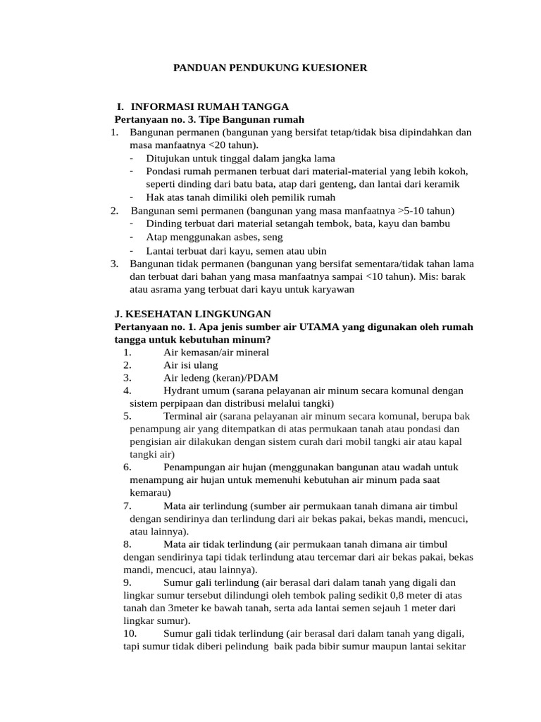 Panduan Pendukung Kuesioner Untuk Enumerator | PDF