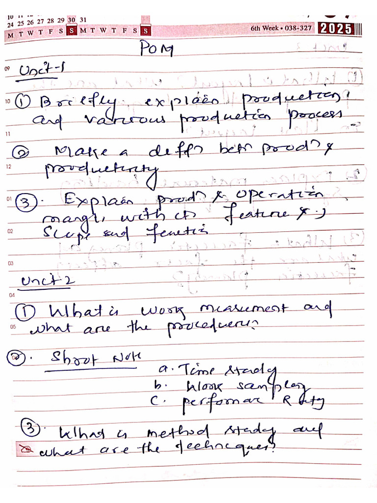 POM important questions | PDF