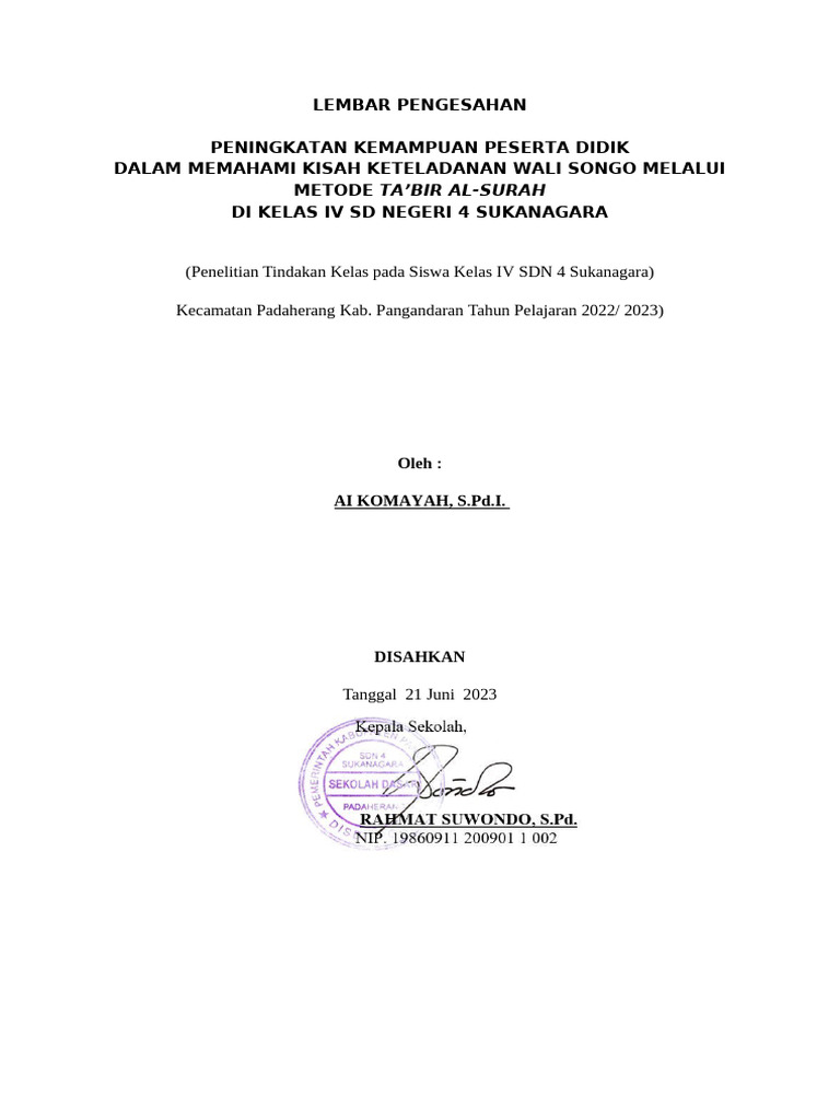 Contoh Lembar Pengesahan | PDF