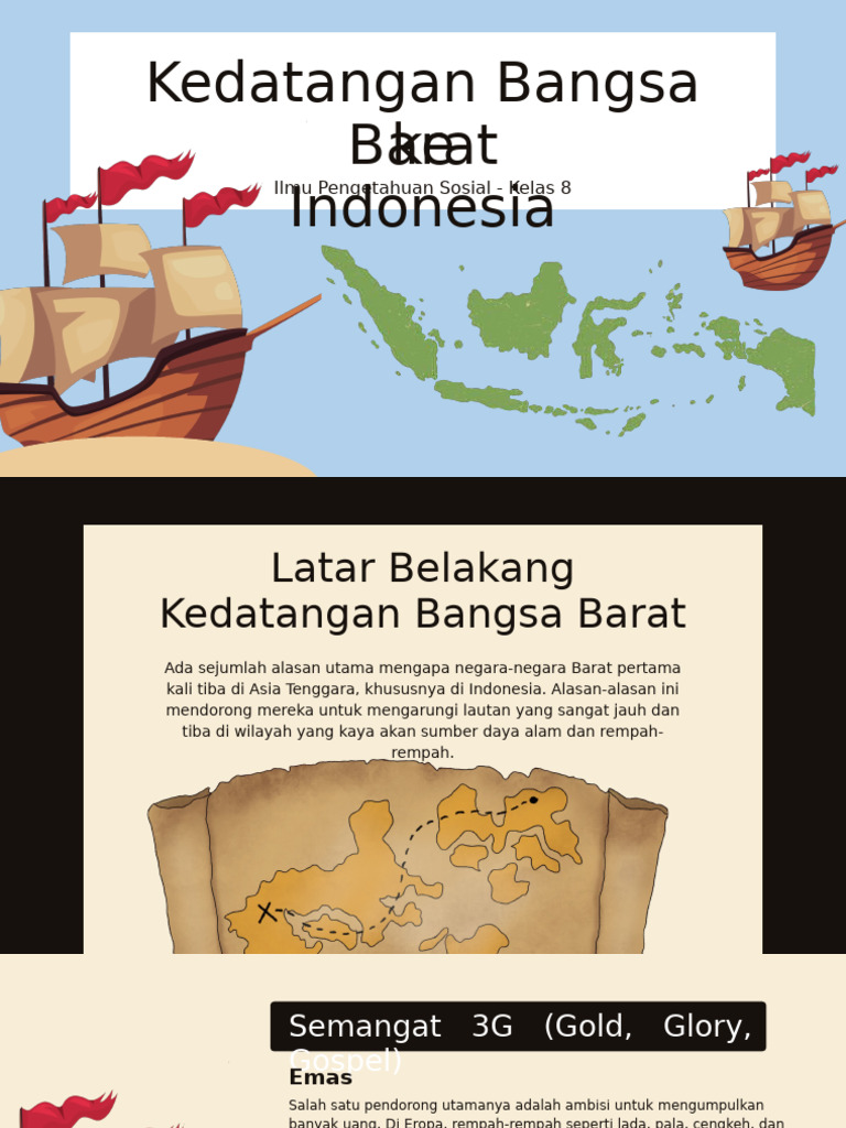 Kedatangan Bangsa Barat Ke Indonesia Presentasi Biru Coklat Putih ...
