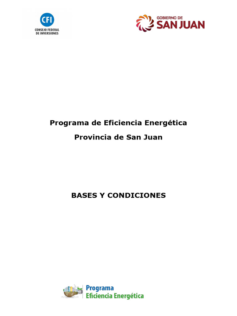 Bases y Condiciones - Eficiencia Energética | PDF | Pequeñas y medianas empresas | Uso eficiente ...