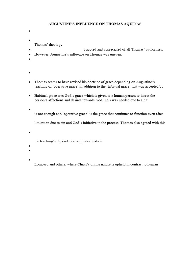 Augustine's Influence On Thomas Aquinas | PDF